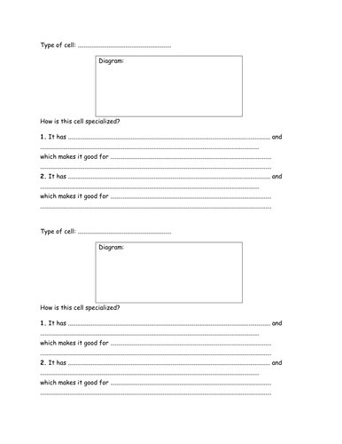 Specialized cells PowerPoint and Handout | Teaching Resources