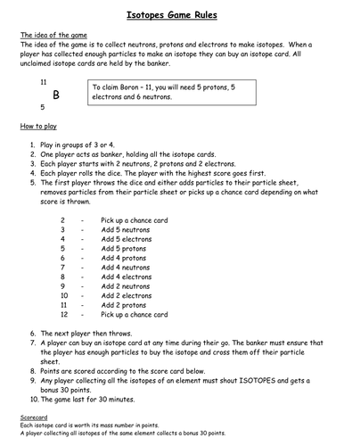 Isotopes Game | Teaching Resources