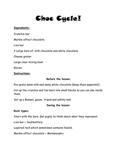 Choc Cycle!!! | Teaching Resources