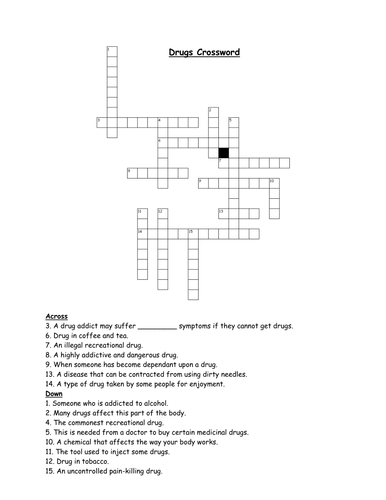 Drugs crossword | Teaching Resources