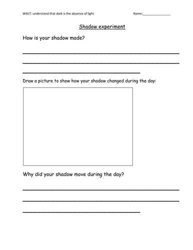 Shadow experiment | Teaching Resources