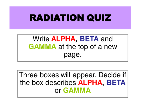 Radiation Quiz | Teaching Resources