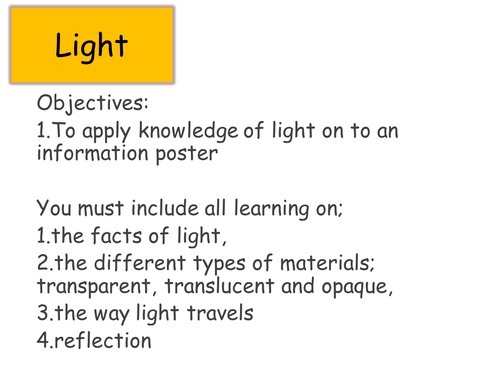 Light Resource Pack | Teaching Resources