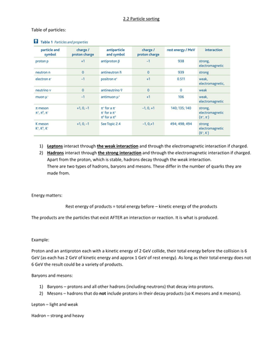 Particle Sorting Notes | Teaching Resources