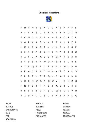 Chemical Reactions Wordsearch | Teaching Resources