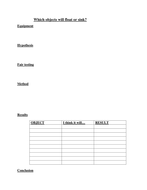 Floating and Sinking Experiment Recording Sheet | Teaching Resources