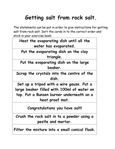 Getting salt from rock salt | Teaching Resources