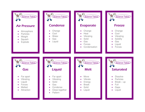 States of matter 'Taboo' game | Teaching Resources