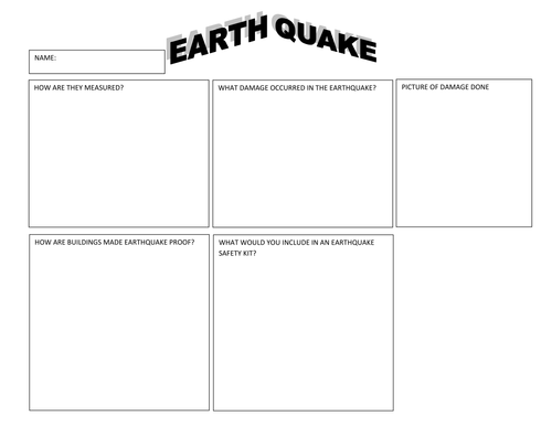 Earthquakes review Sheet | Teaching Resources
