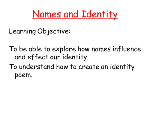 Identity Project | Teaching Resources