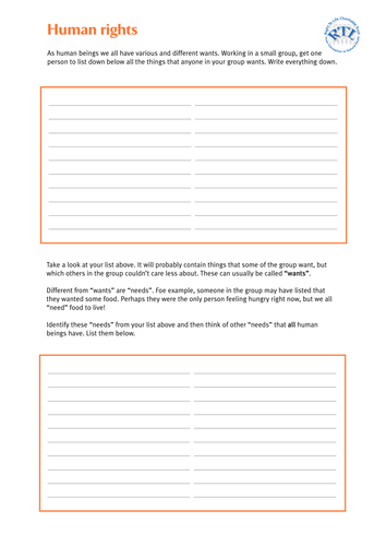 Human Rights worksheet | Teaching Resources