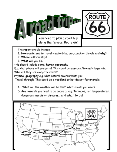 Route 66 Map Activity | Teaching Resources