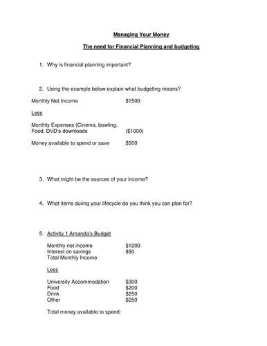 Managing Your Money - financial literacy | Teaching Resources