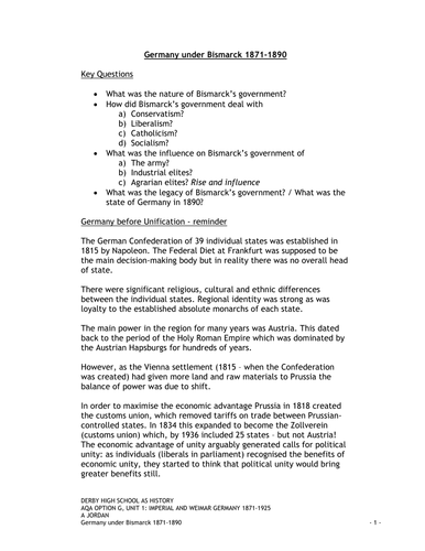 Germany: from Bismarck to Weimar | Teaching Resources
