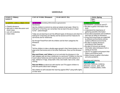 Dinosaur sequence of lessons - history | Teaching Resources