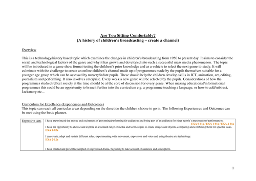 History of Children's broadcasting topic plan | Teaching Resources