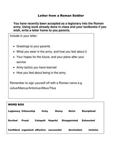 Letter from a Roman Soldier | Teaching Resources