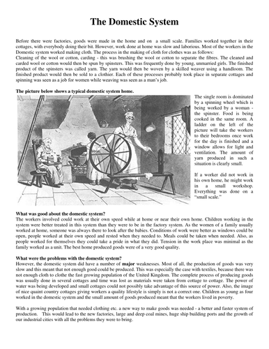 The Domestic System | Teaching Resources