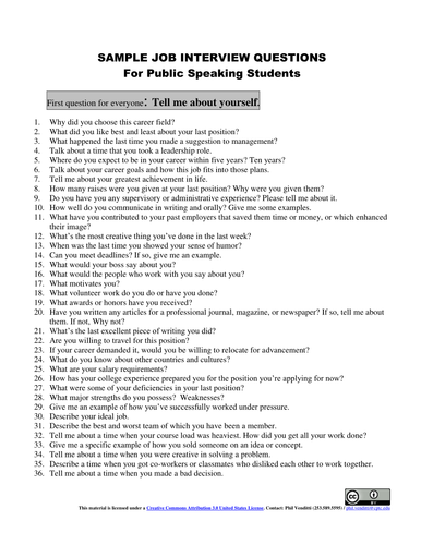 Sample Interview Questions