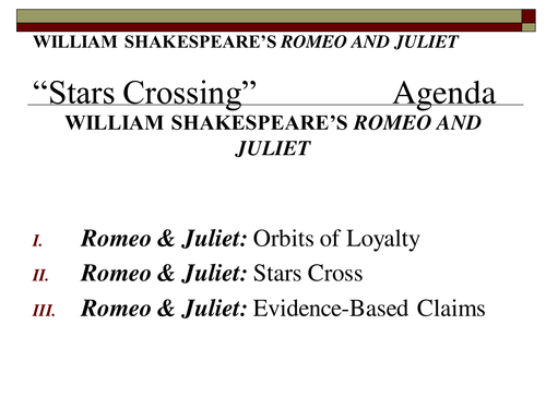 Romeo & Juliet: Evidence-Based Claims | Teaching Resources