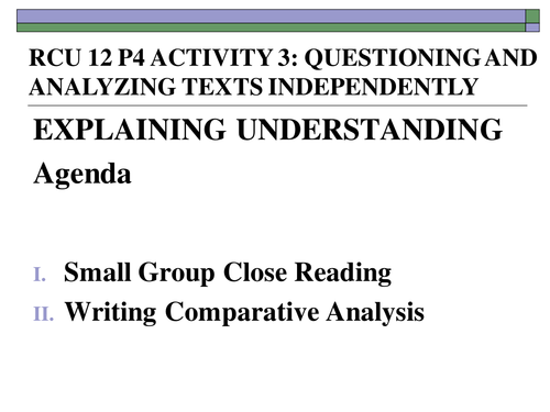 Understanding Close Reading 11/12 (2) | Teaching Resources