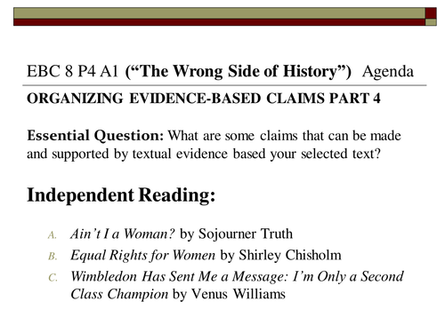 Evidence-Based Claims CCSS Series (8th Grade) | Teaching Resources