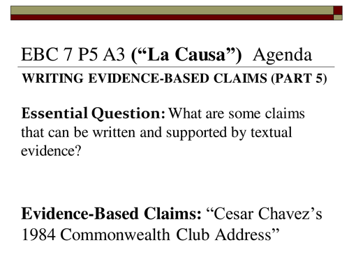 Evidence-Based Claims CCSS Series (7th Grade) | Teaching Resources