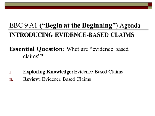 Evidence-Based Claims CCSS Series (9th Grade) | Teaching Resources