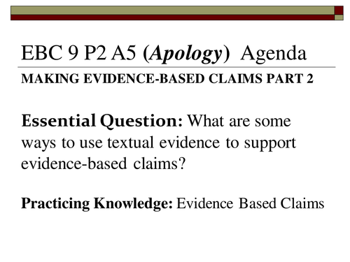 Evidence-Based Claims CCSS Series (9th Grade) | Teaching Resources