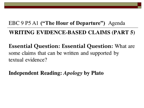 Evidence-Based Claims CCSS Series (9th Grade) | Teaching Resources