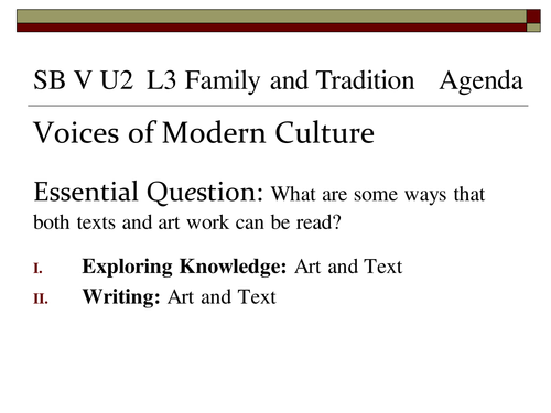 SpringBoard Level V Unit 2 Cultural Conversation | Teaching Resources