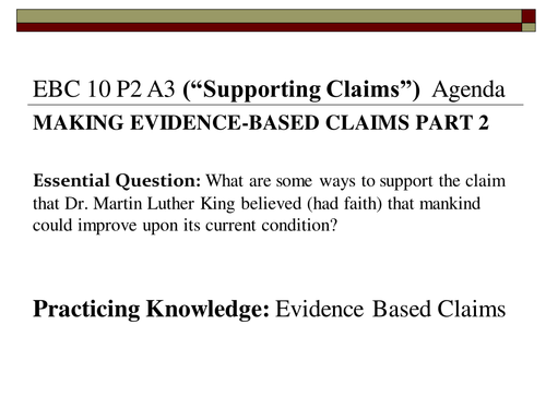 Evidence-Based Claims CCSS Series (10th Grade) | Teaching Resources