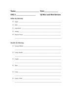 Of Mice and Men Worksheets | Teaching Resources