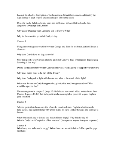 Of Mice and Men Worksheets | Teaching Resources