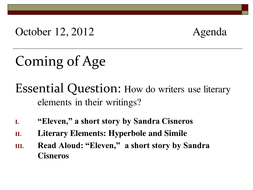 Grade 9 English Lesson Plans: SpringBoard IV (Coming of Age) Part I ...