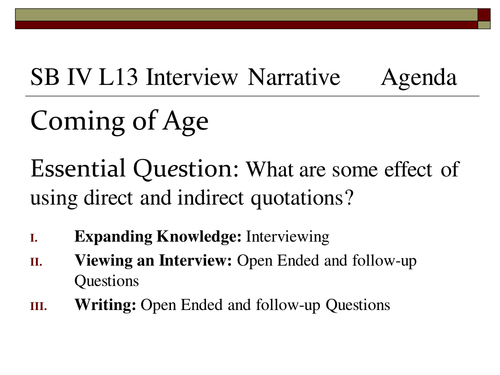 Grade 9 English Lesson Plans: SpringBoard IV (Coming of Age) Part I ...