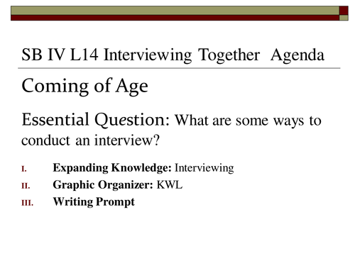 Grade 9 English Lesson Plans: SpringBoard IV (Coming of Age) Part I ...