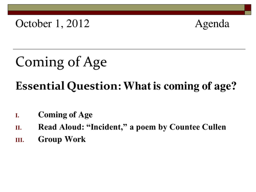 Grade 9 English Lesson Plans: SpringBoard IV (Coming of Age) Part I ...
