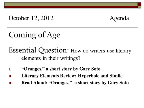 Grade 9 English Lesson Plans: SpringBoard IV (Coming of Age) Part I ...