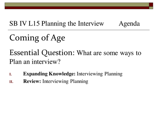 Grade 9 English Lesson Plans: SpringBoard IV (Coming of Age) Part I ...