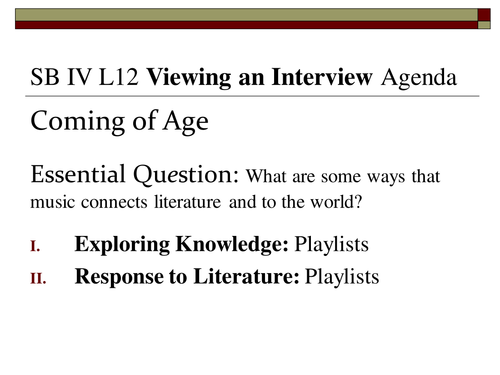 Grade 9 English Lesson Plans: SpringBoard IV (Coming of Age) Part I ...