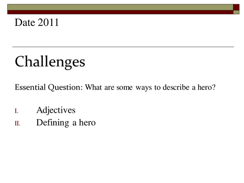 Challenges - SpringBoard Level III: (Unit 1) | Teaching Resources