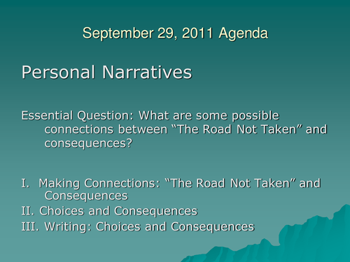 Choices - SpringBoard Level II Unit 1 (Part One) | Teaching Resources