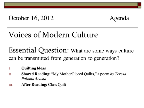 Grade 11 English Lesson Plans: SpringBoard Level V Unit 1 (Culture ...
