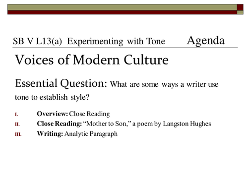 Grade 11 English Lesson Plans: SpringBoard Level V Unit 1 (Culture ...