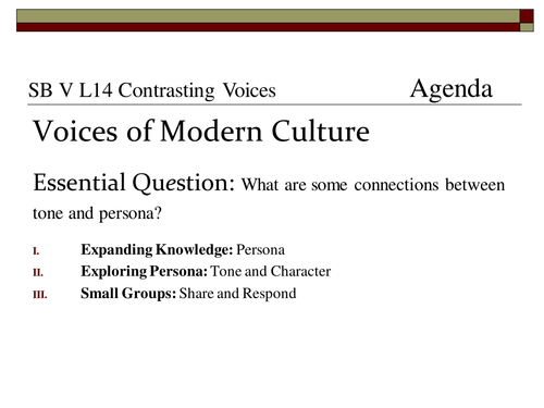 Grade 11 English Lesson Plans: SpringBoard Level V Unit 1 (Culture ...