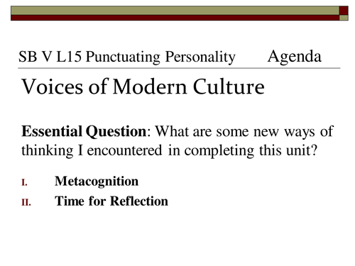 Grade 11 English Lesson Plans: SpringBoard Level V Unit 1 (Culture ...