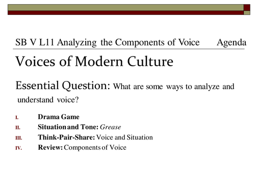 Grade 11 English Lesson Plans: SpringBoard Level V Unit 1 (Culture ...