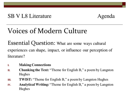 Grade 11 English Lesson Plans: SpringBoard Level V Unit 1 (Culture ...