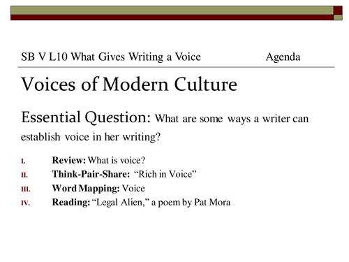 Grade 11 English Lesson Plans: SpringBoard Level V Unit 1 (Culture ...